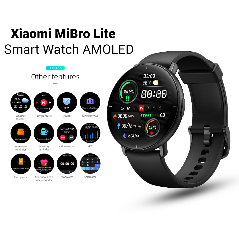 MIBRO LITE AMOLED SMART WATCH WATERPROOF WITH HEART RATE SENSOR ...